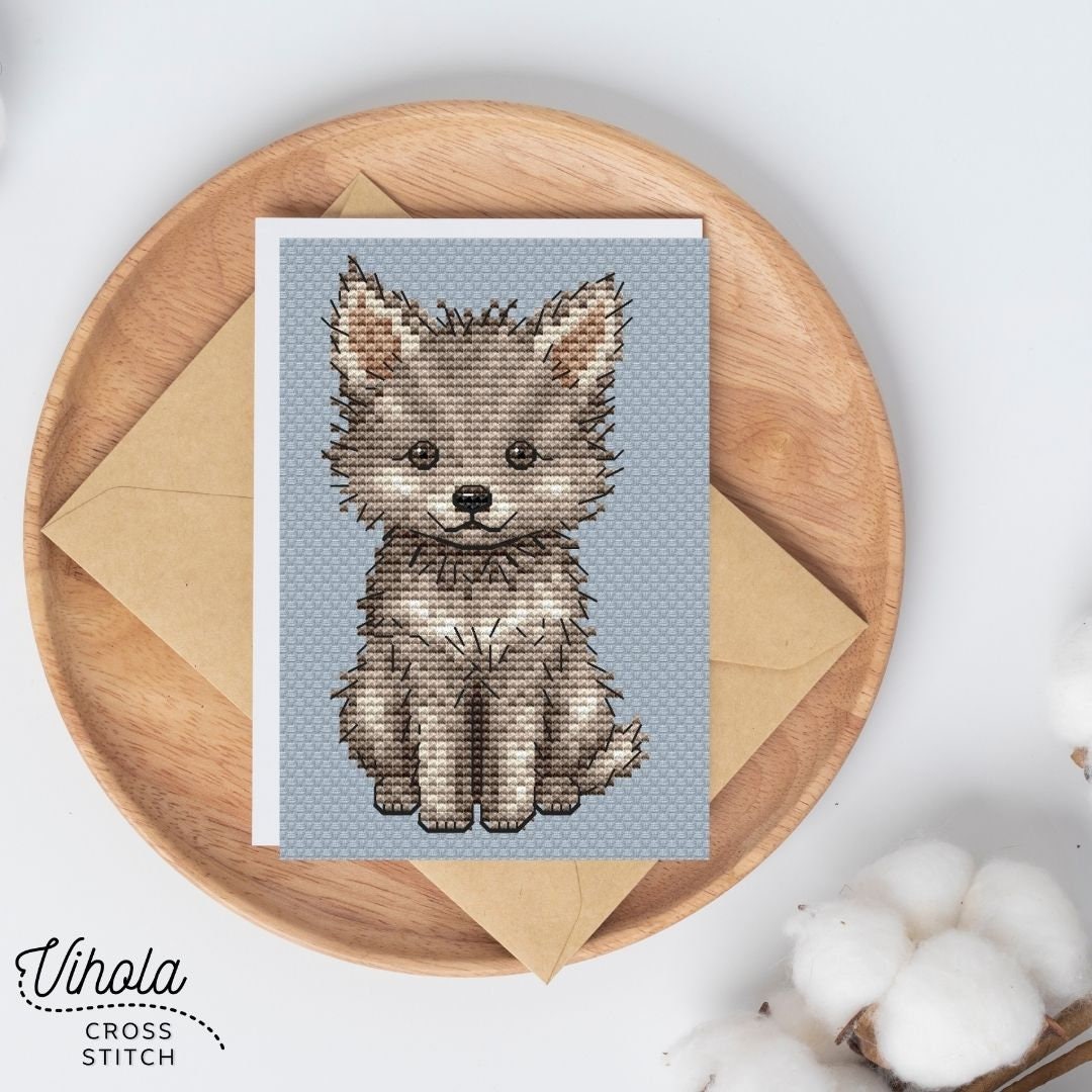 Wolf Cub Cross Stitch Pattern, Arctic Wolf Counted Cross Stitch Chart ...