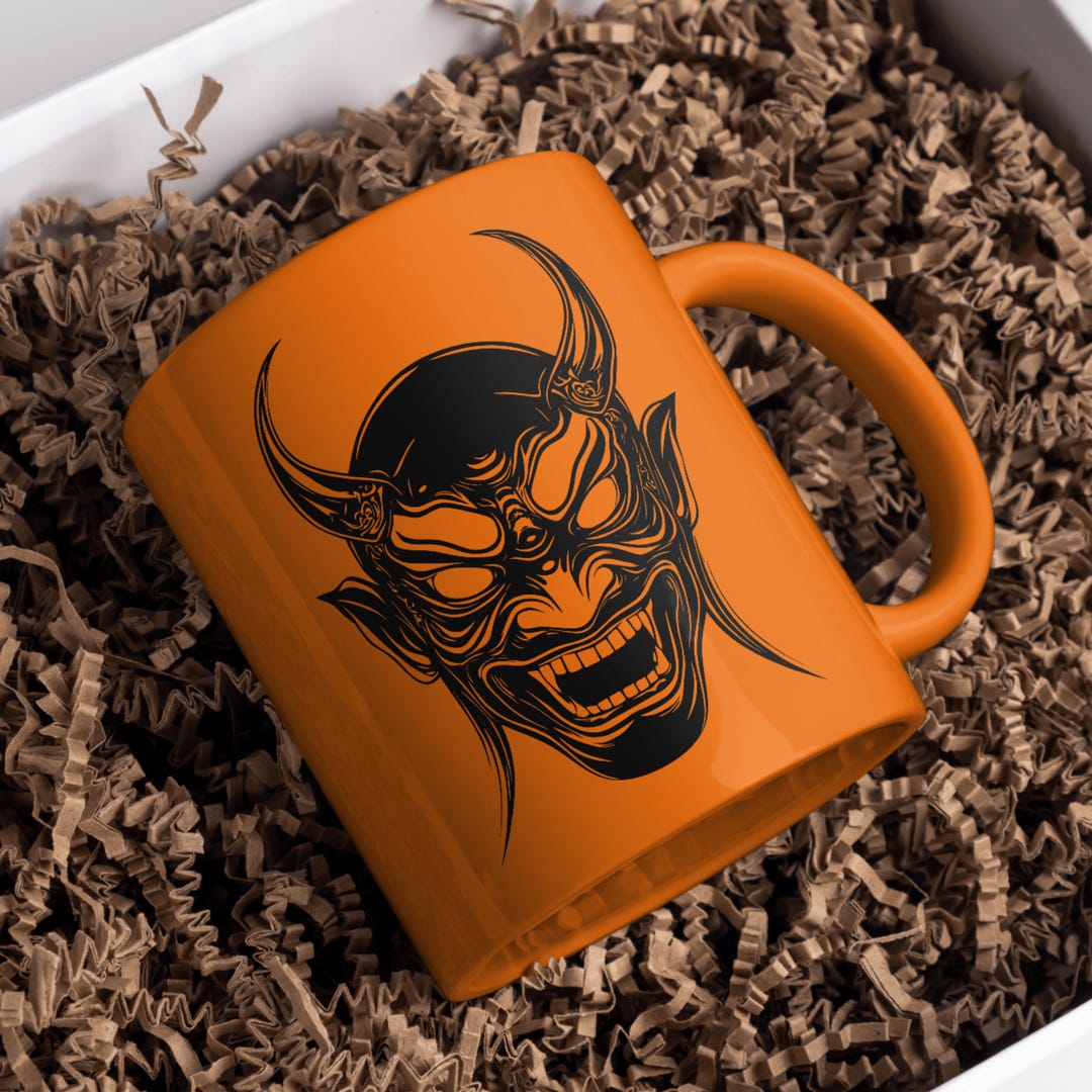 Japanese Demon Mask SVG Digital Download Intricate Oni Vector Art for ...