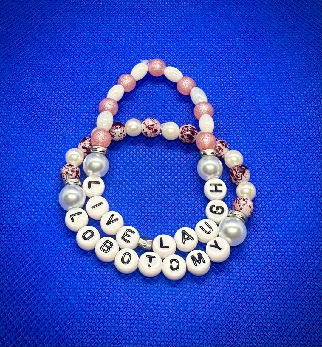 Live, Laugh, Lobotomy Beaded Bracelet Set Dark Humor Friendship ...