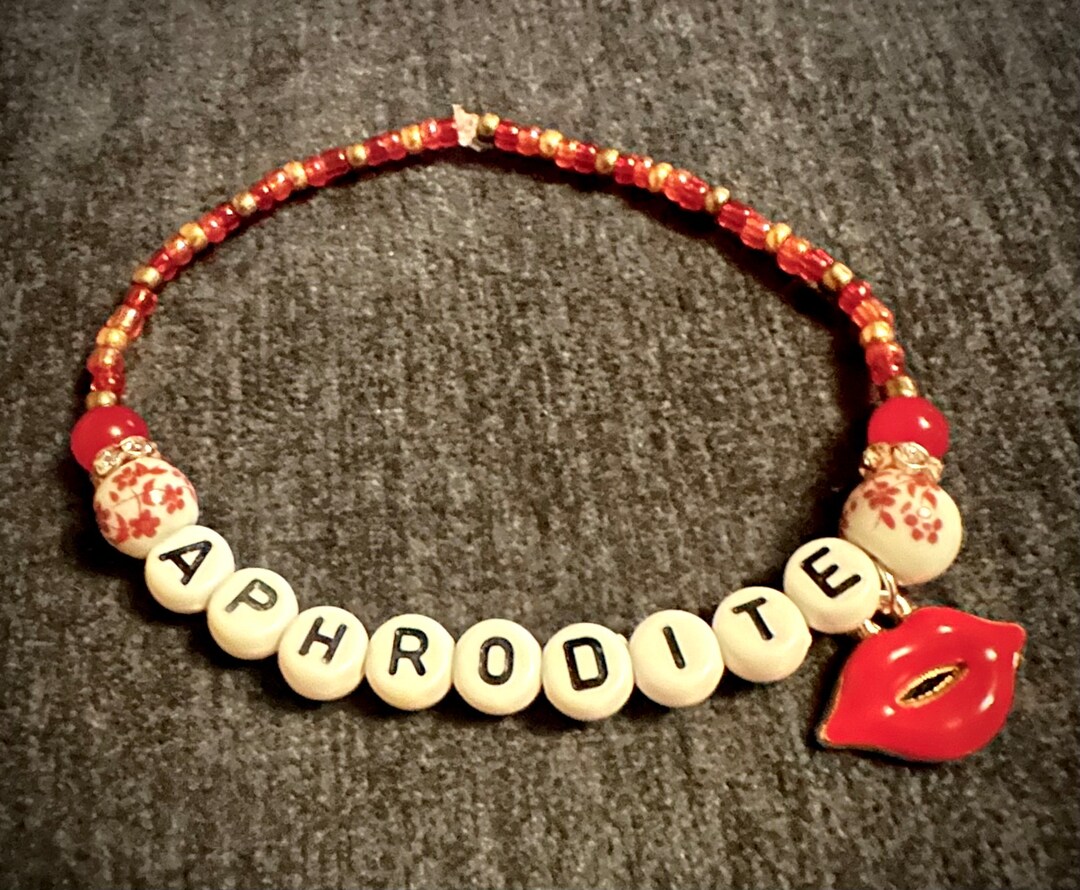 Aphrodite Bracelet With Lips Charm and Porcelain Beads - Etsy
