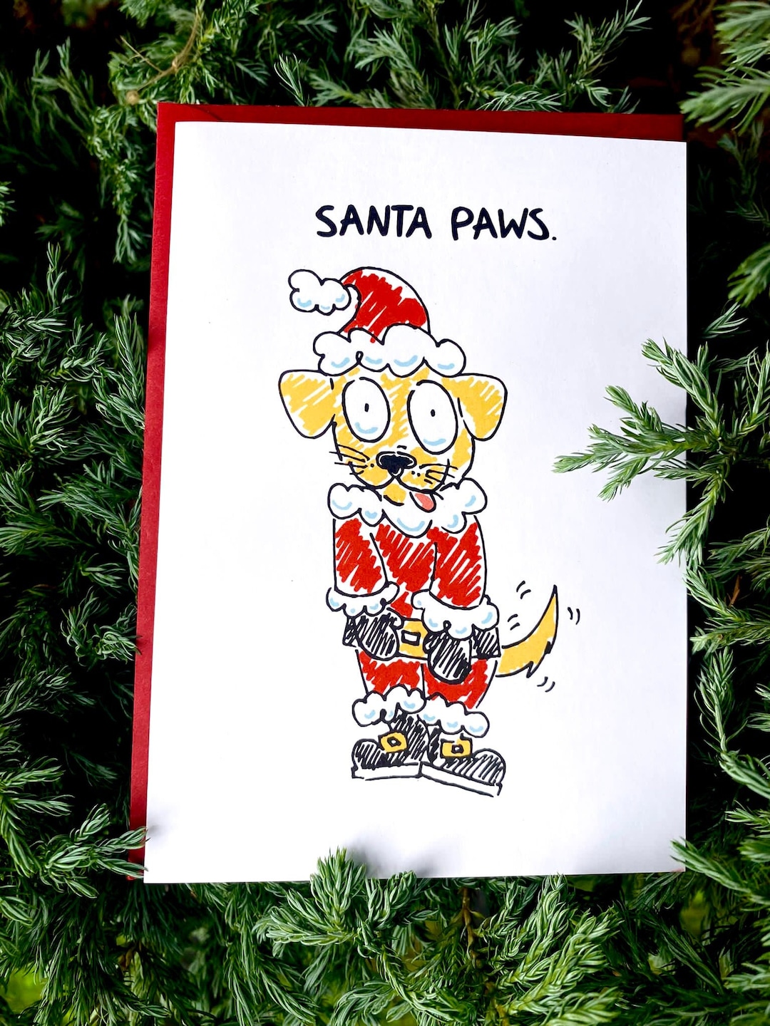 Santa Paws: Dog-themed Christmas Card - Etsy