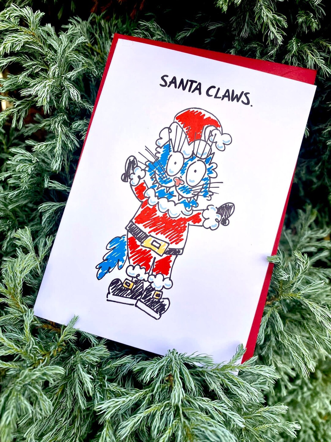 Santa Claws: Cat-themed Christmas Card - Etsy
