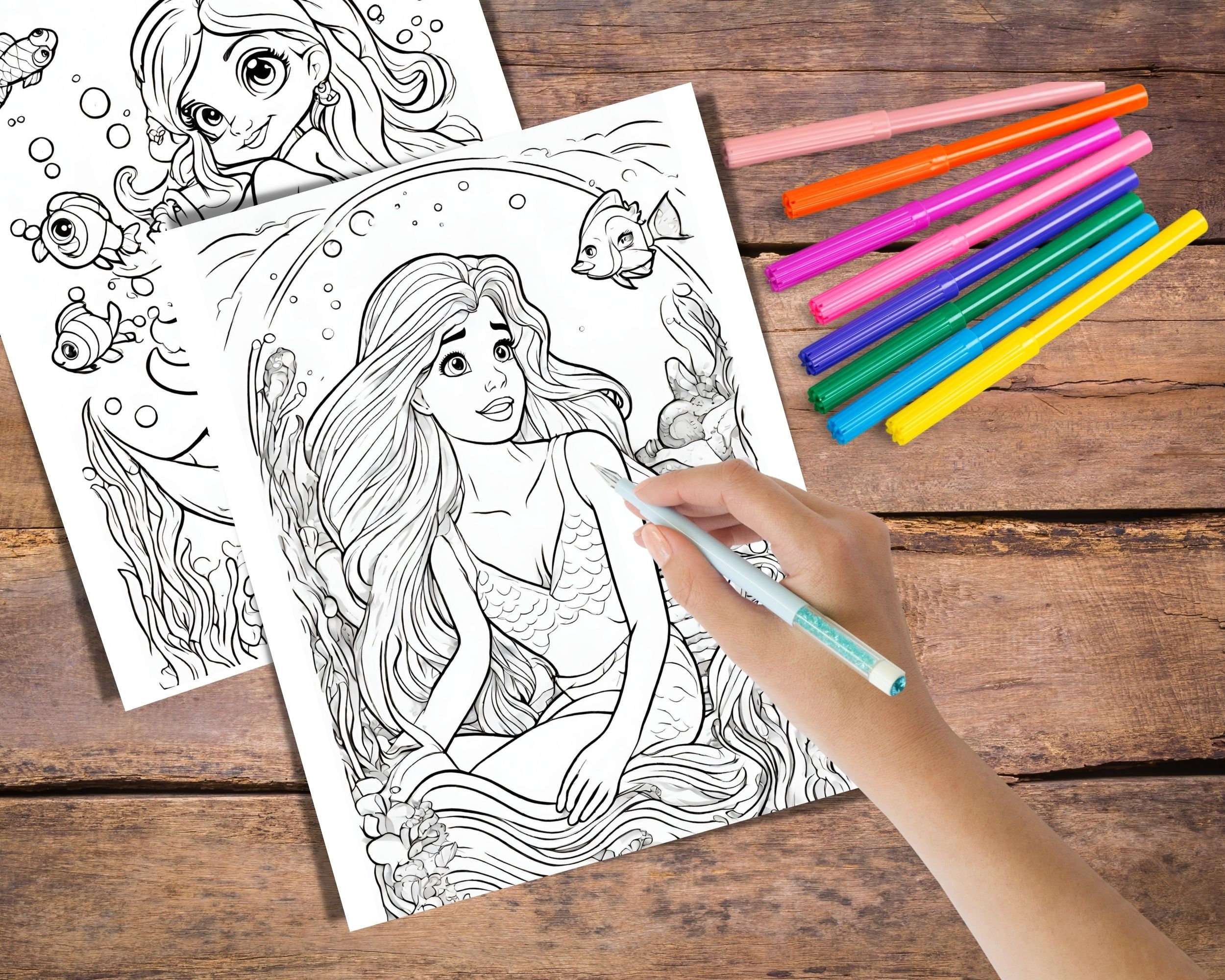 Mermaid Coloring Pages Coloring Page for Girl Mermaids - Etsy