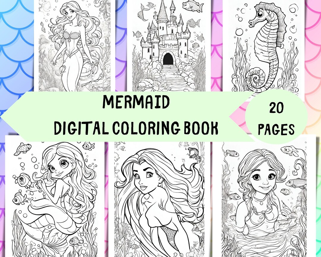Mermaid Coloring Pages Coloring Page for Girl Mermaids Coloring Book ...