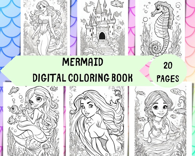 Mermaid Coloring Pages Coloring Page for Girl Mermaids - Etsy
