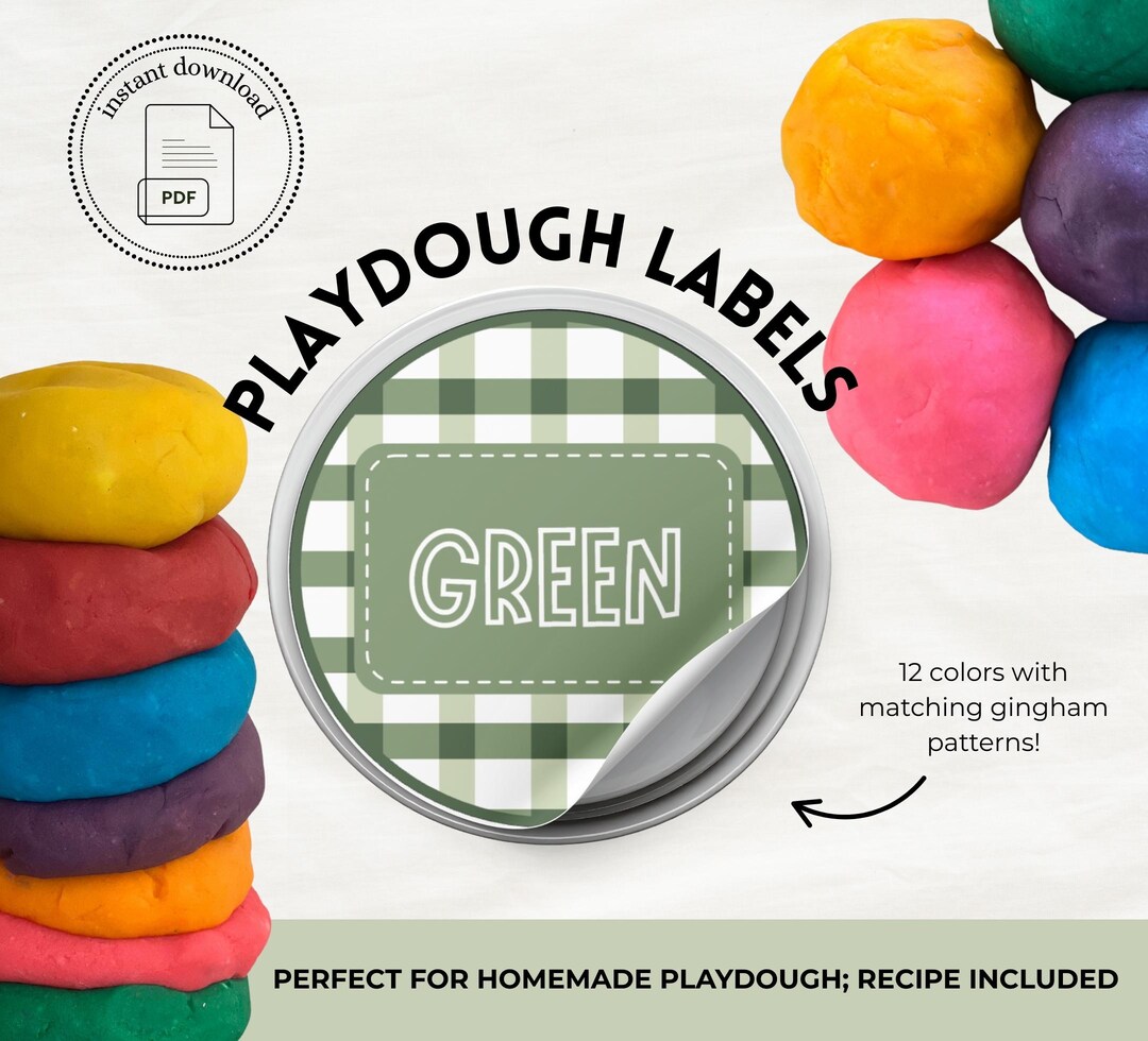 Playdough Jar Labels Printable | Color Learning, Recipe (PDF Download ...