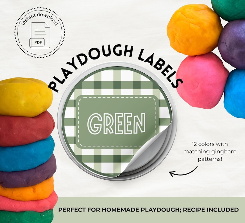 Playdough Jar Labels Printable | Color Learning, Recipe (PDF Download ...
