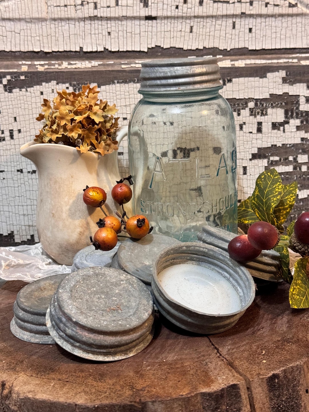 Zinc Antique Jar Lids: Farmhouse Decor - Etsy