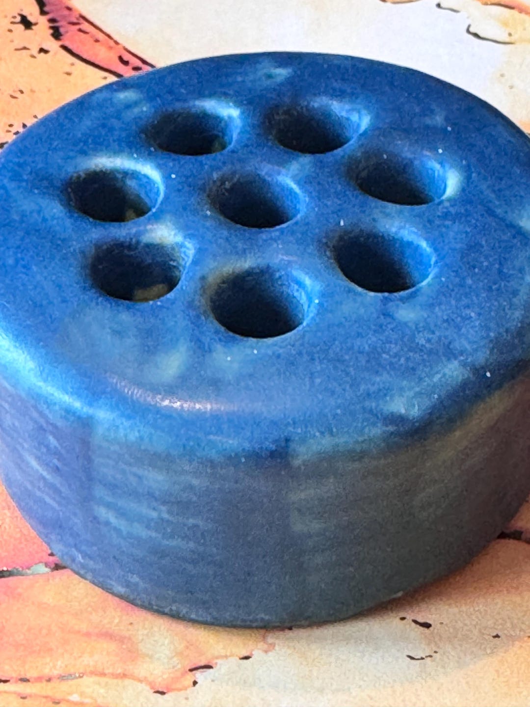 Blue Flower Frog Vintage Zaneware MCM Pottery Flower Frog 9 Hole ...