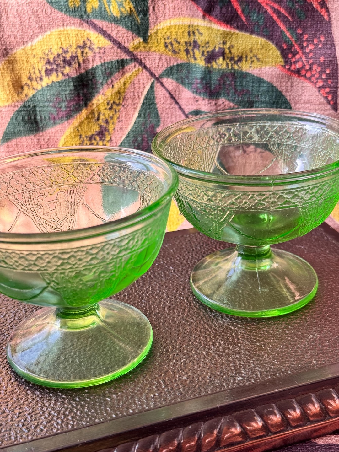Uranium Green Depression Footed Sherbert Glass Antique Uranium ...