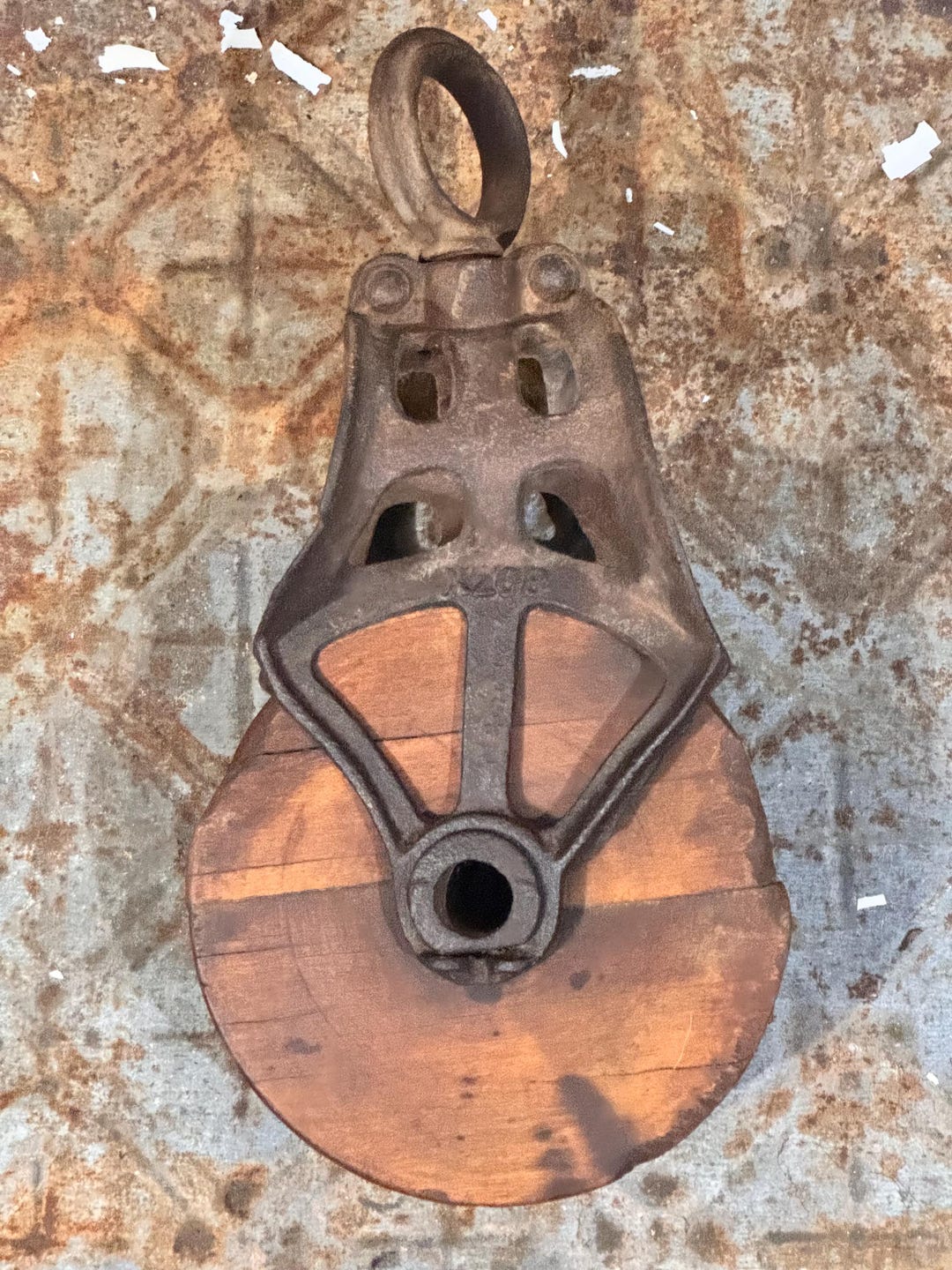 Antique Barn Pulley Antique Iron and Wood Pulley Farmhouse Barn Pulley ...