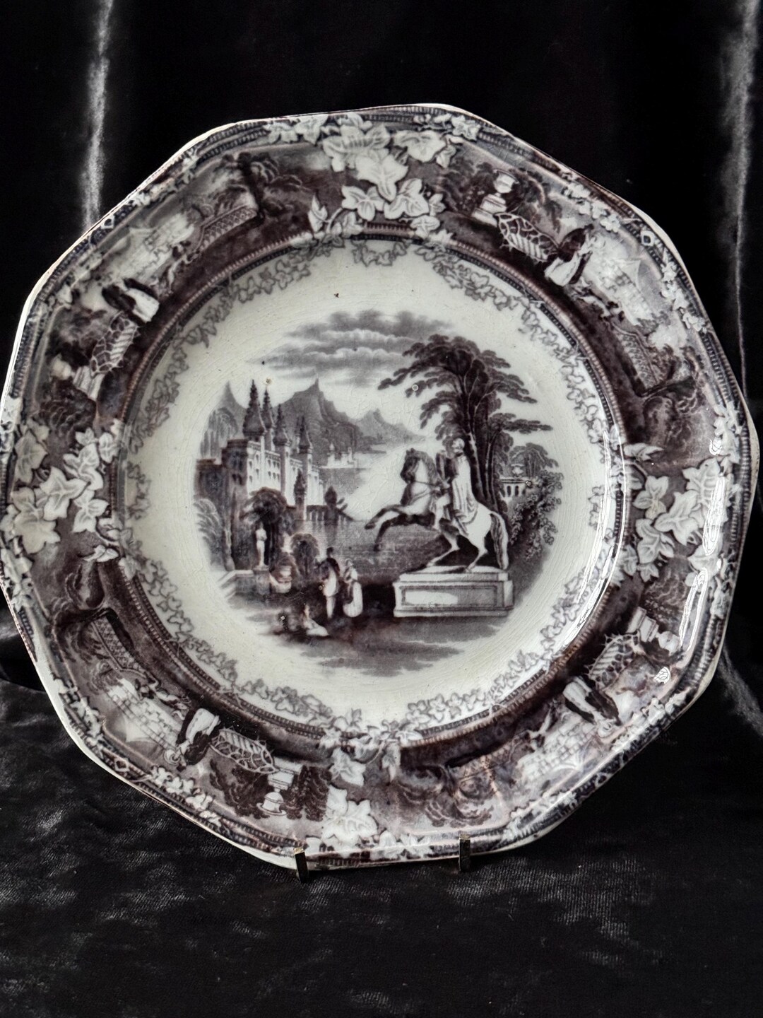 Transferware Plate Black and White E H Walmer Dinner Plate Antique ...