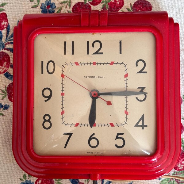 Red Wall Clock - Etsy