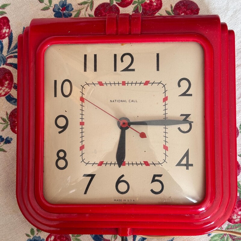 Red Wall Clock - Etsy