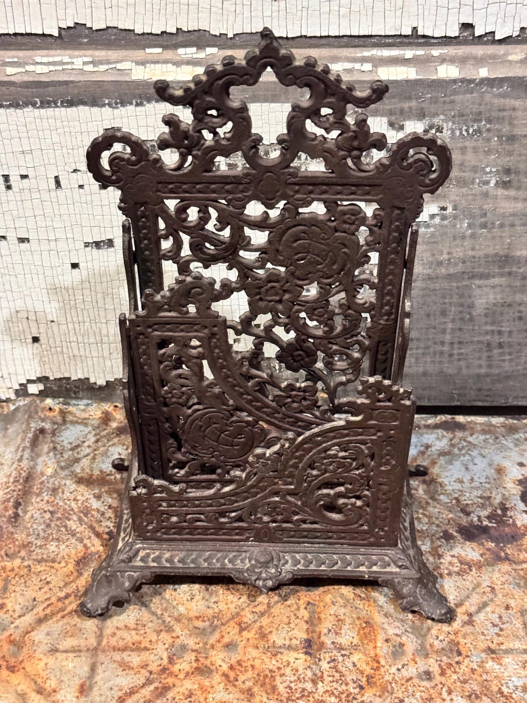 Victorian Mail Holder Cast Iron Victorian Mail Holder Decorative Ornate ...
