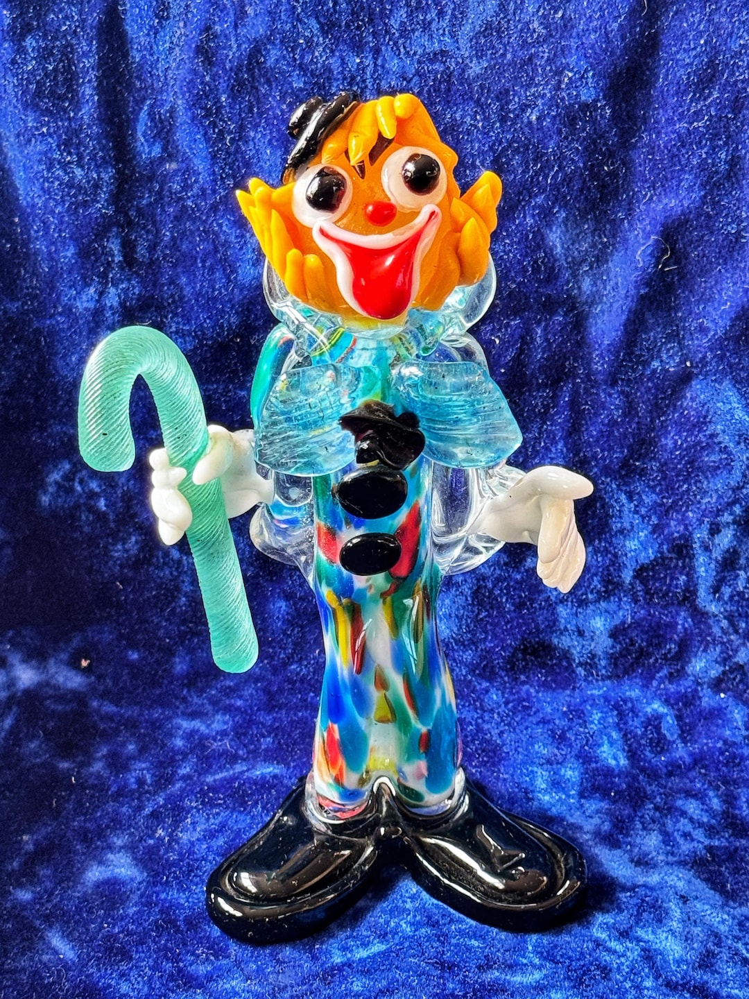 Vintage Hand Blown Murano Glass Clown MCM Colorful Art Glass Clown ...