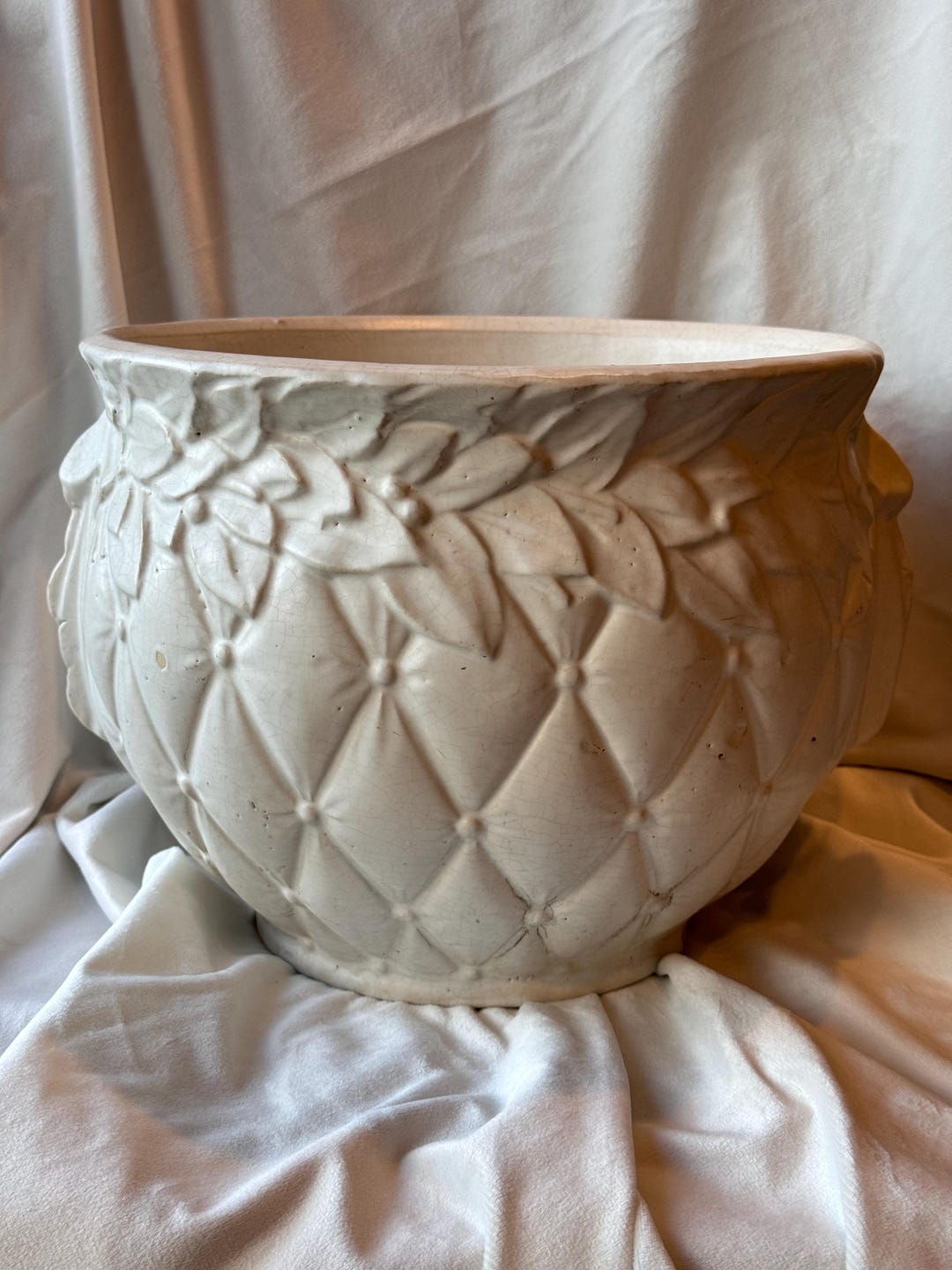 Mc Coy Planter Jardinere White Quilted Pattern American Pottery Large ...