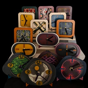 Unique Wooden Retro Tabletop Clock - Handmade Plywood Table Top Clock ...