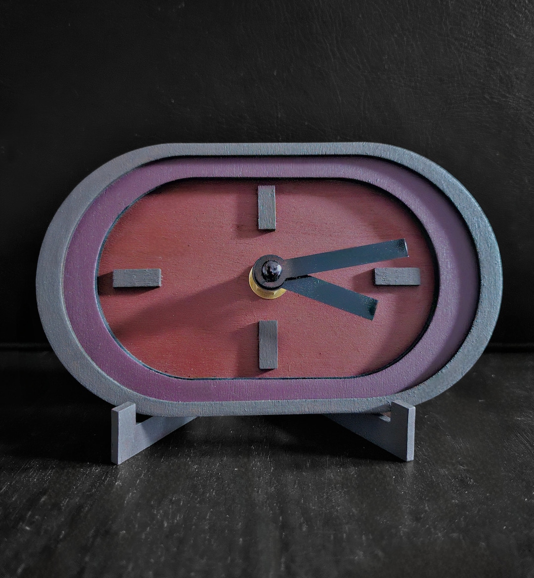 Oval Modern Wood Table Top Clock, Handmade Plywood Tabletop Clock ...