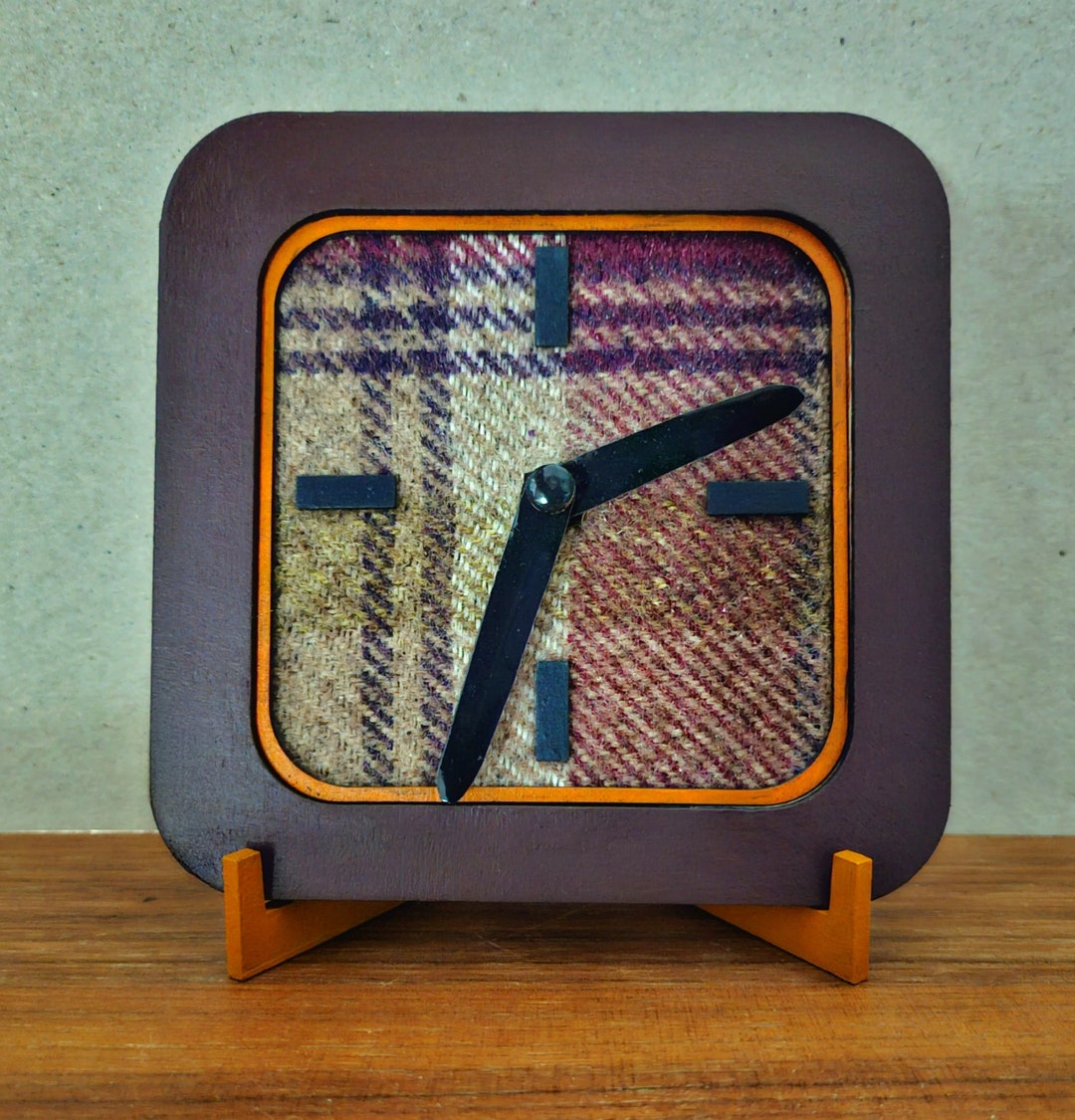 Tartan Mantle Clock - Handmade Plywood Desk Clock With Scottish Design ...