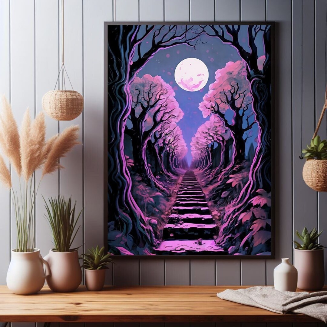 Enchanted Dark Fantasy Forest Wall Art, Digital Poster Instant Download ...