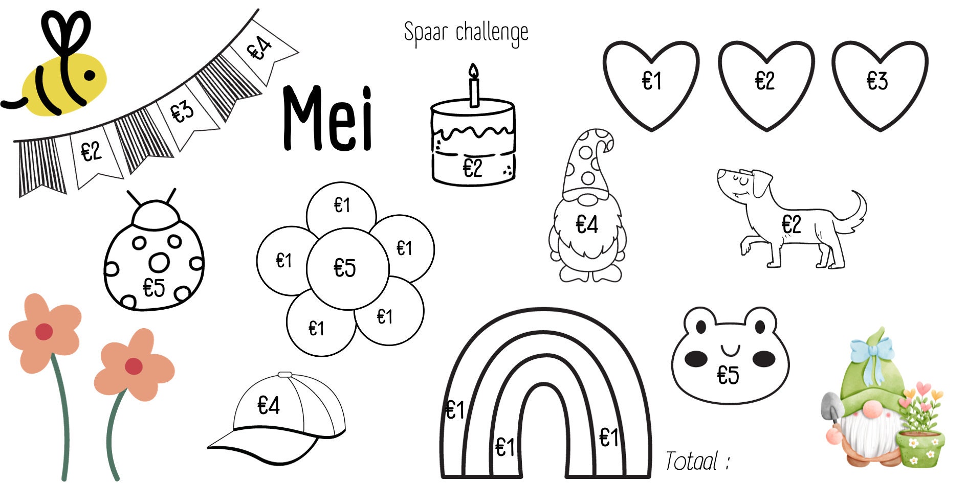 Digital 12 Maanden spaar challenge voor A6 Budget binder. Cashstuffing ...