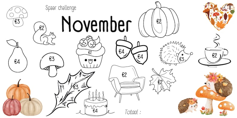 Digital 12 Maanden spaar challenge voor A6 Budget binder. Cashstuffing ...