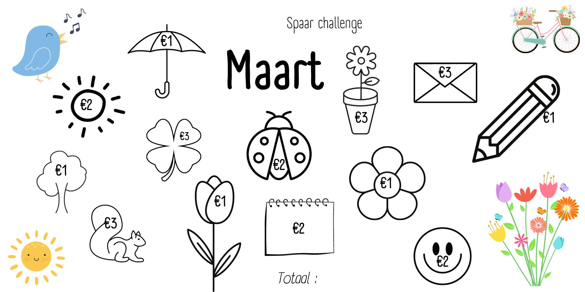 Digital 12 Maanden spaar challenge voor A6 Budget binder. Cashstuffing ...