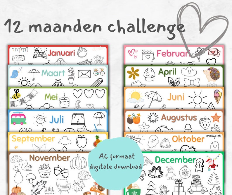 Digital 12 Maanden spaar challenge voor A6 Budget binder. Budget ...