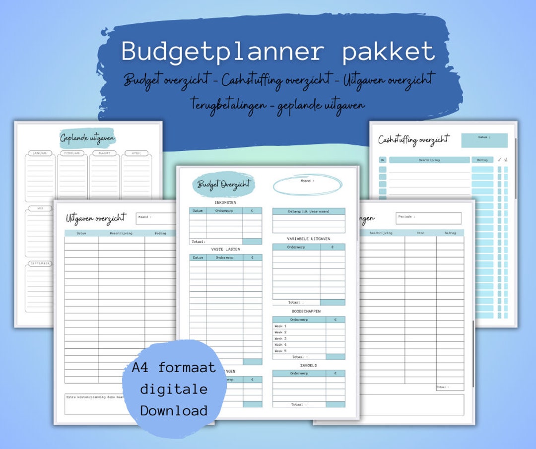 Maandelijks budget overzicht pakket 5 Budgetplanner Financieel ...