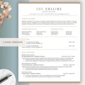 ATS Friendly Teacher Resume Template | Professional CV + Cover Letter ...