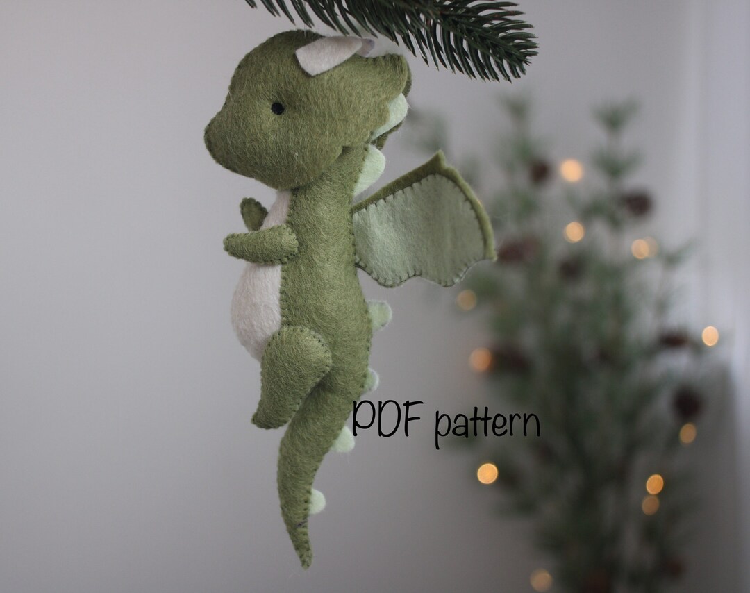 Green Dragon Felt PDF Pattern, Fantasy Toy Sewing Tutorial, Dragon ...