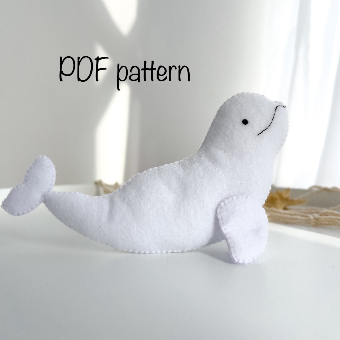 Sewing Pattern Beluga, Whale Felt Pattern for Beginner, Easy Sewing ...