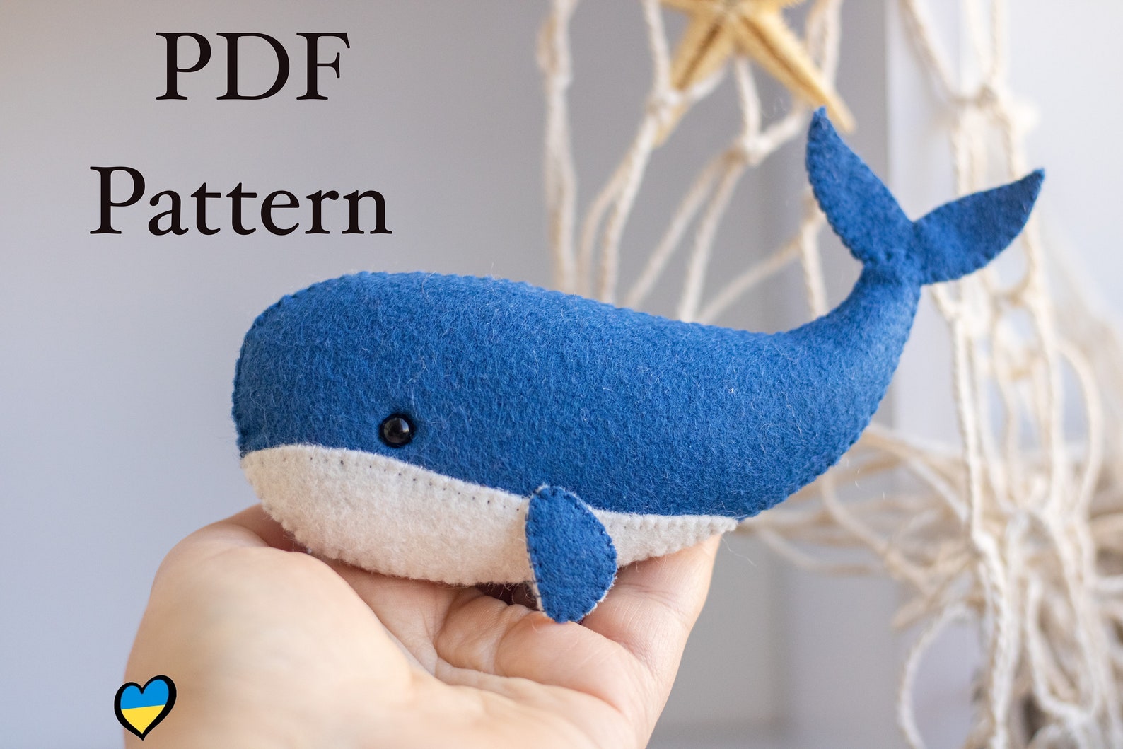 Whale Easy PDF Pattern, Felt Ocean Toy Pattern, Sea Animal Sewing ...