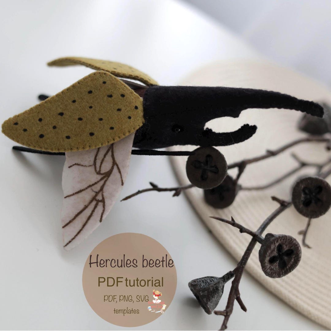 Felt Hercules Beetle PDF Pattern, Sewing Tutorial, Realistic Bug Design ...