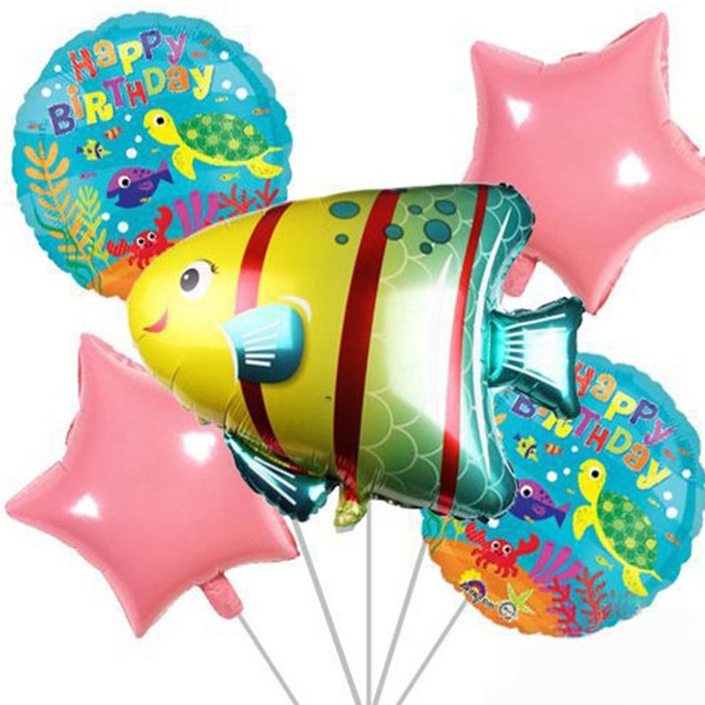 Fish Themed Foil Balloon Bundle, Birthday, Wedding, Sausage Pearl ...