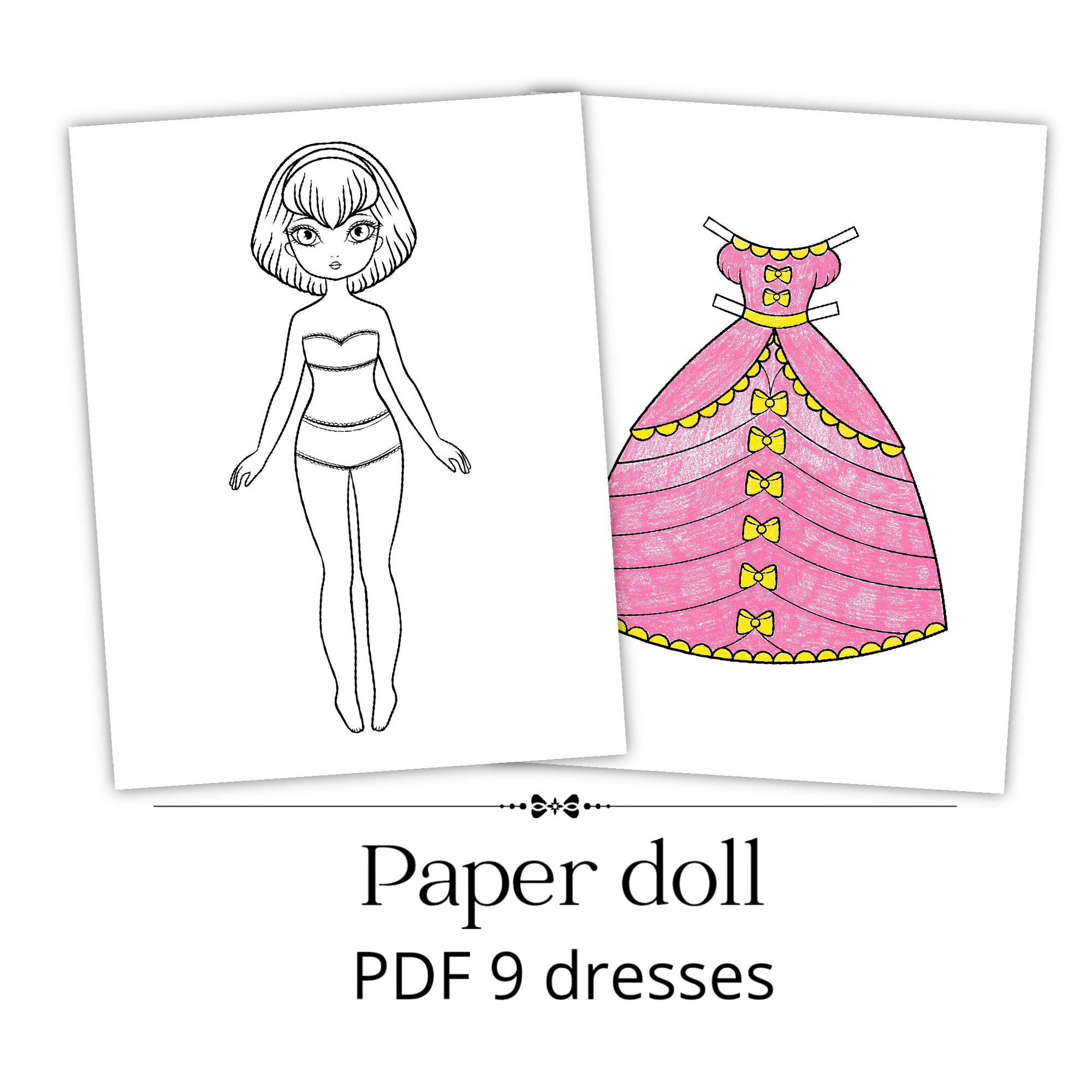Princess Papper Cut-out Doll Printable Coloring Pages. PDF File Digital ...