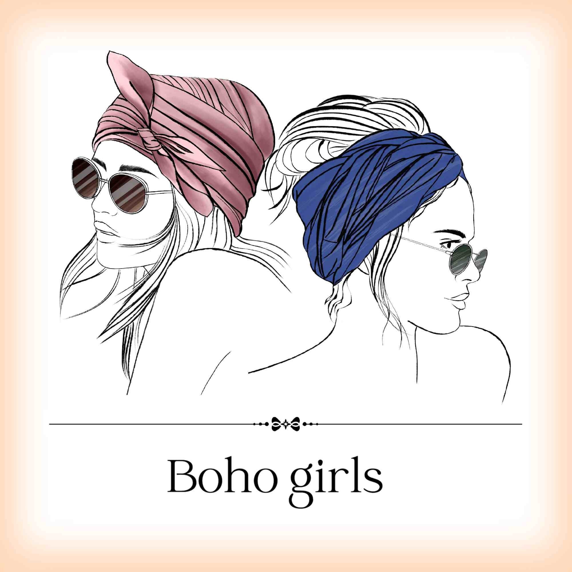 Boho Girl Portrait, Line Minimalistic Art, Bundle 5 Png Files ...