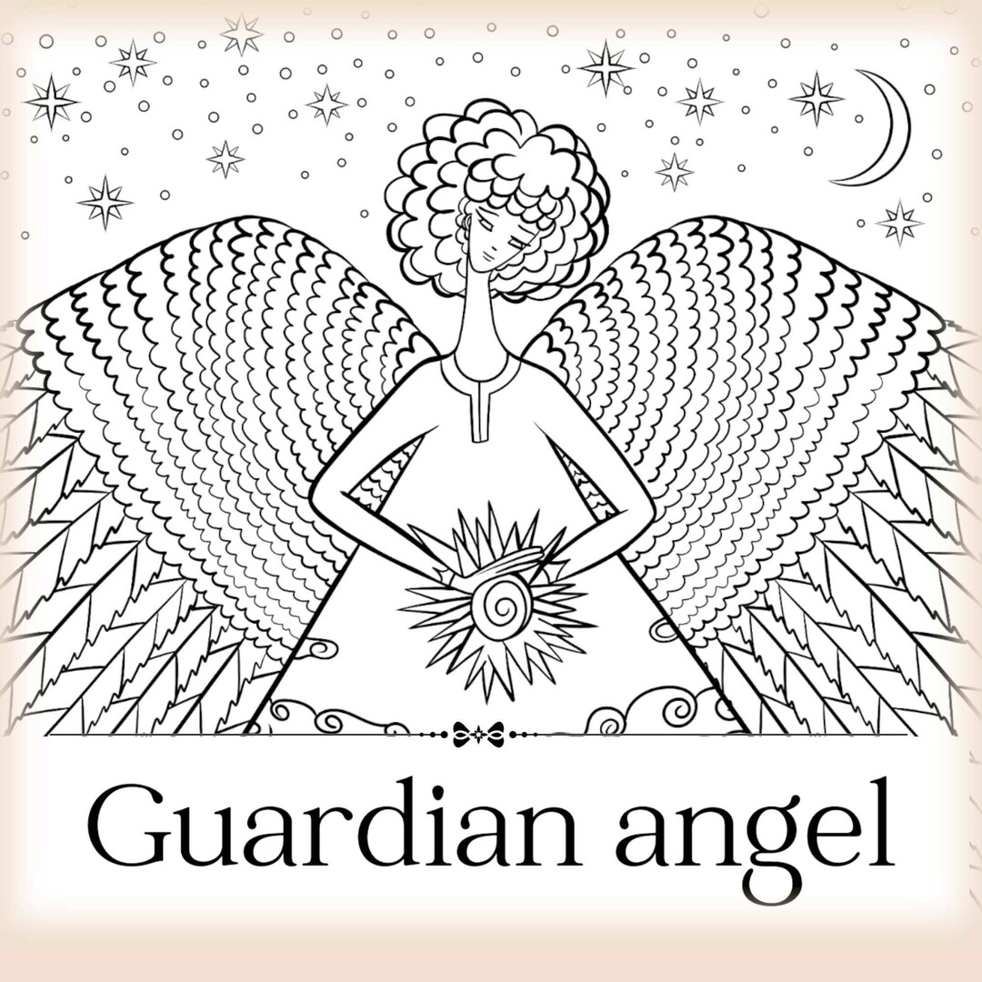 Guardian Angel Cute Angel Coloring Page Digital Download - Etsy