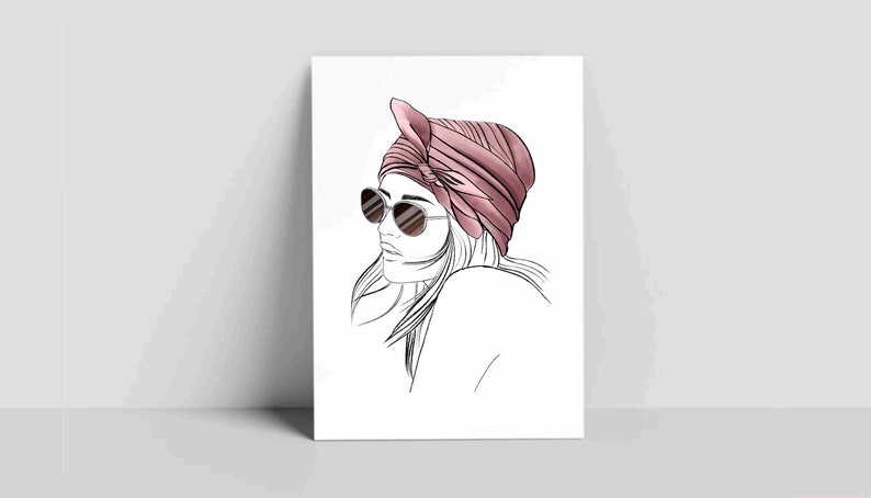 Boho Girl Portrait, Line Minimalistic Art, Bundle 5 Png Files ...
