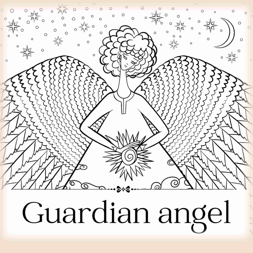 Guardian Angel, Cute Angel, Coloring Page, Digital Download - Etsy