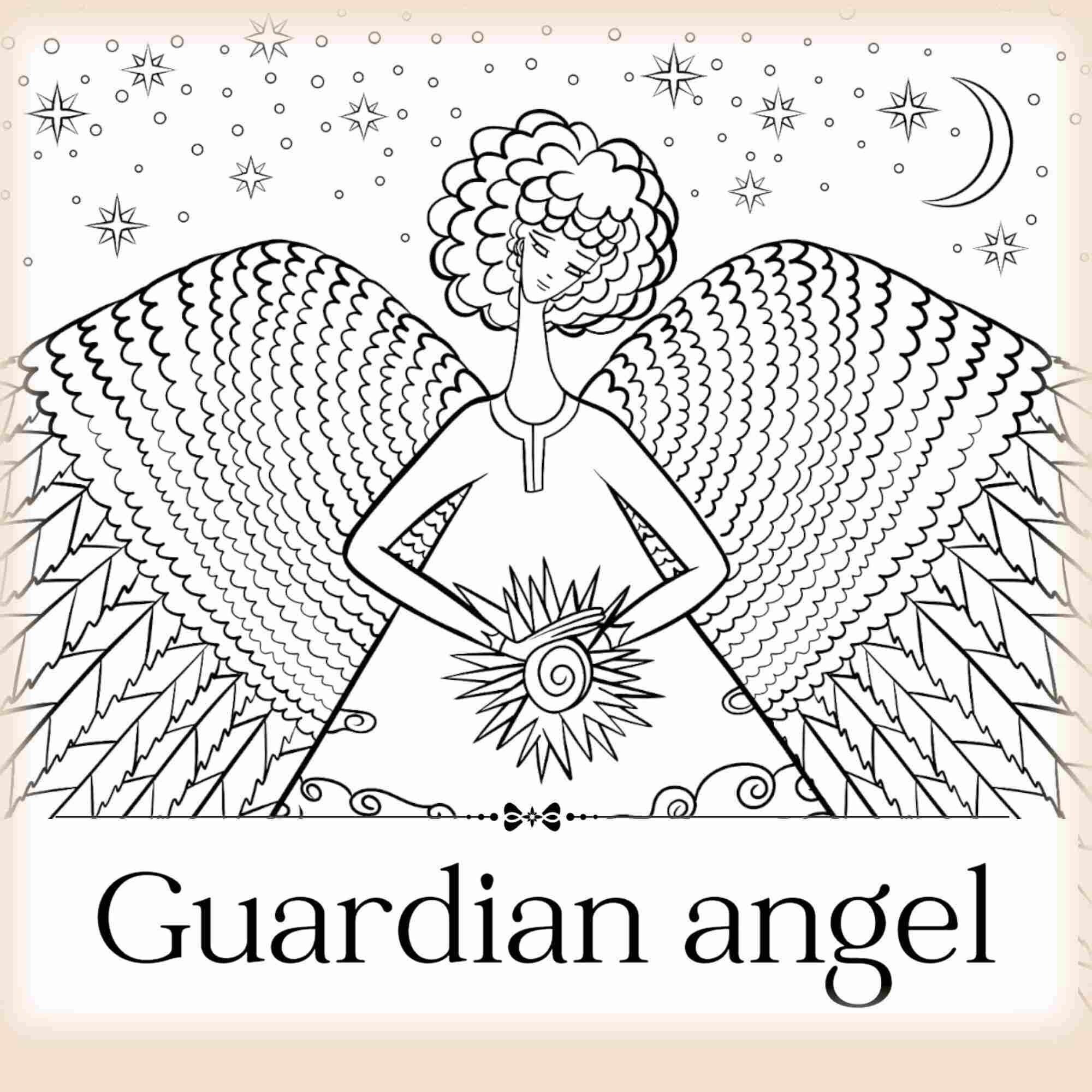 Guardian Angel, Cute Angel, Coloring Page, Digital Download - Etsy
