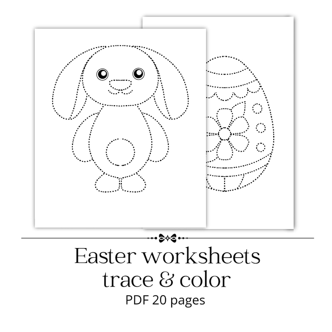 Easter Trace & Color Printable Worksheets, PDF 20 Pages, Instant ...