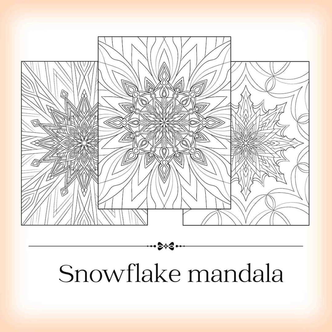 Winter Mandala Set, Snowflake Coloring Page, 8 Digital Pages - Etsy