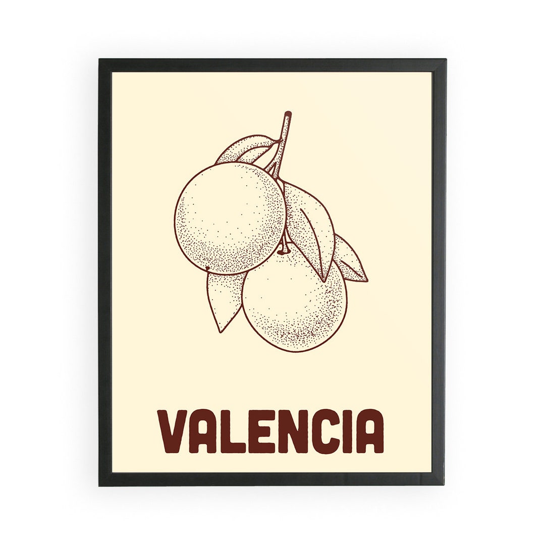 Valencia Retro Poster, Digital Download, Wall Art, Orange Tree Branch ...