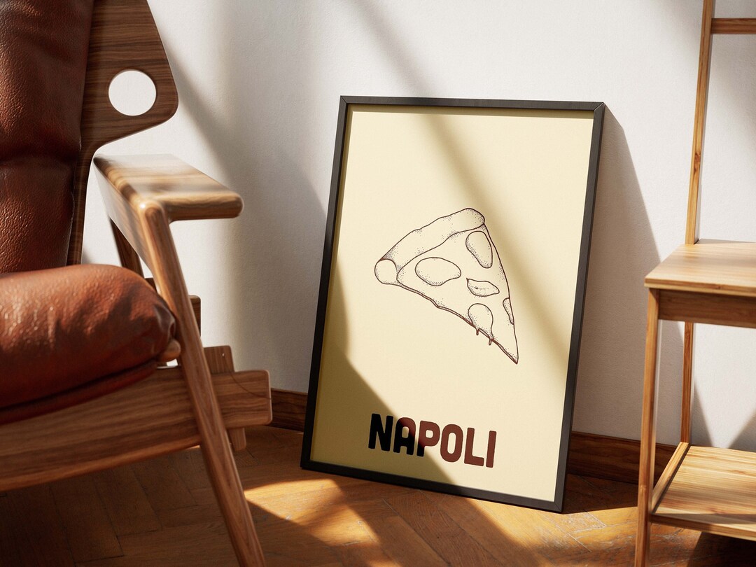 Retro Poster of a Pizza in Naples, Digital Download, Wall Art, Travel ...