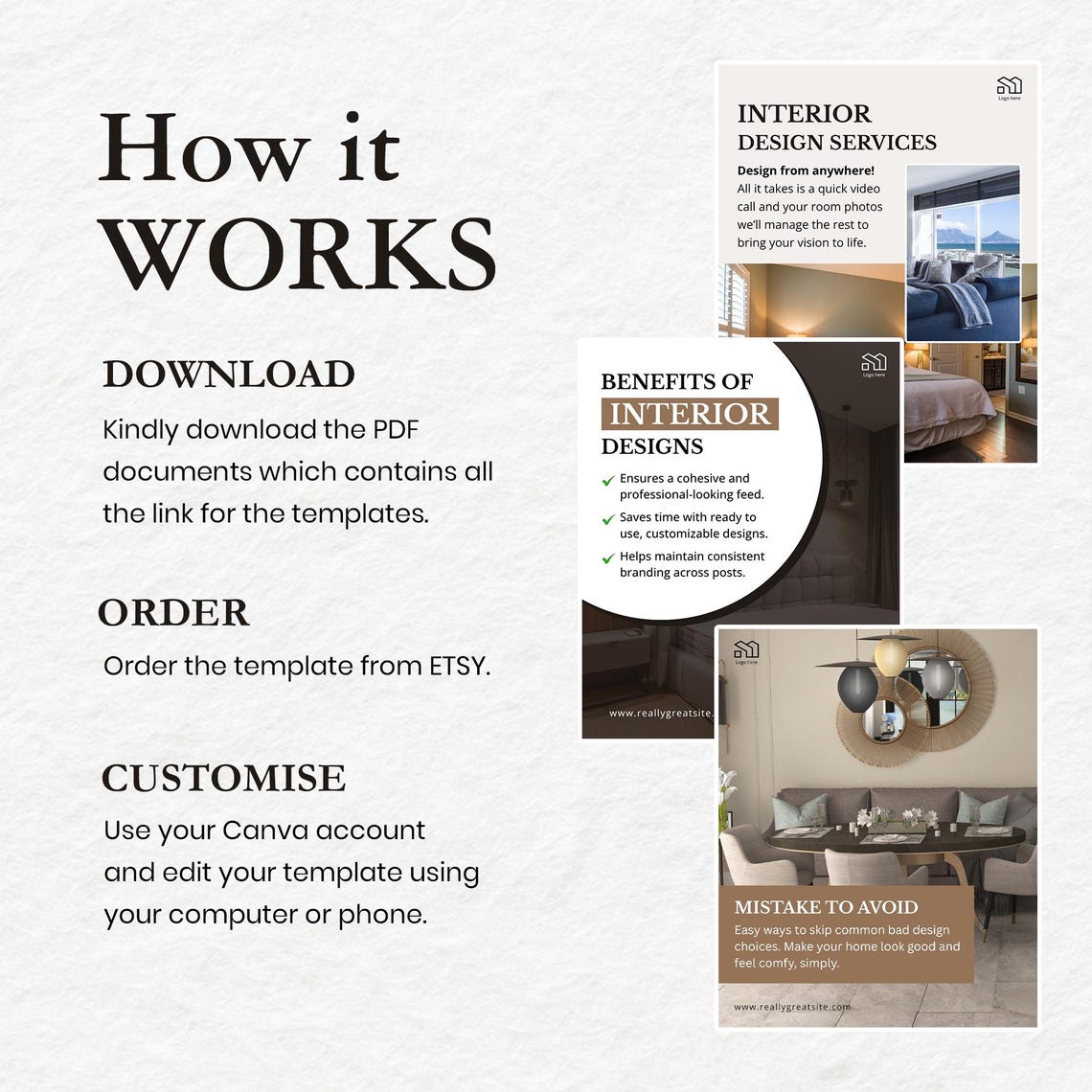 Interior Design IG Post Templates, Canva Editable (digital Download) - Etsy