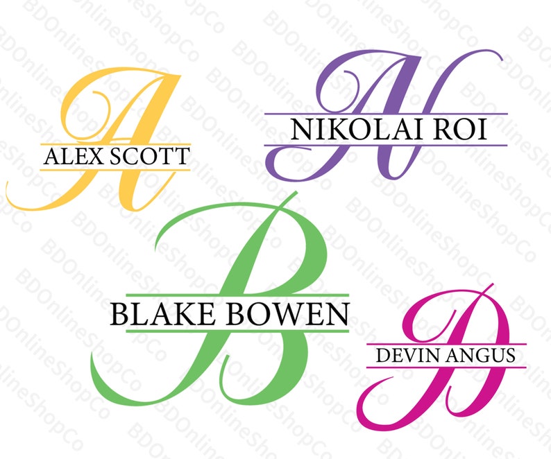 Split Monogram Alphabet SVG, DXF, PNG Split Monogram Frame Alphabet ...