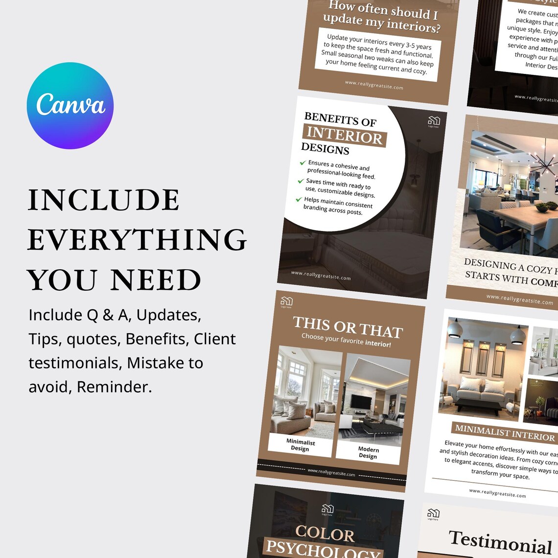 Interior Design IG Post Templates, Canva Editable (digital Download) - Etsy