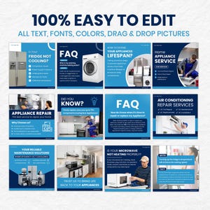 Appliance Repair Instagram Post Templates, Editable Social Media ...